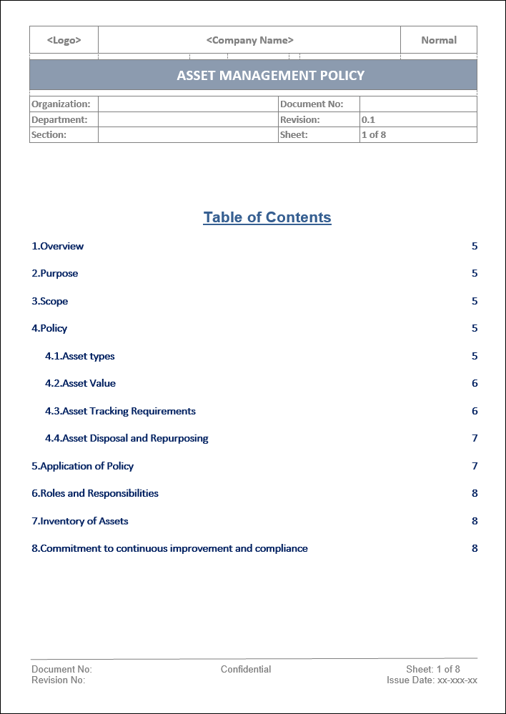 Asset Management Policy It Governance Framework