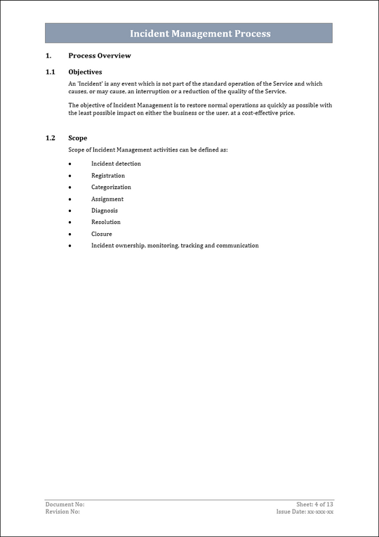 Incident Management Process Template – IT Governance Docs