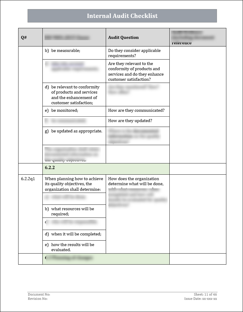 ISO 9001: QMS Internal Audit Checklist (Word) – IT Governance Docs