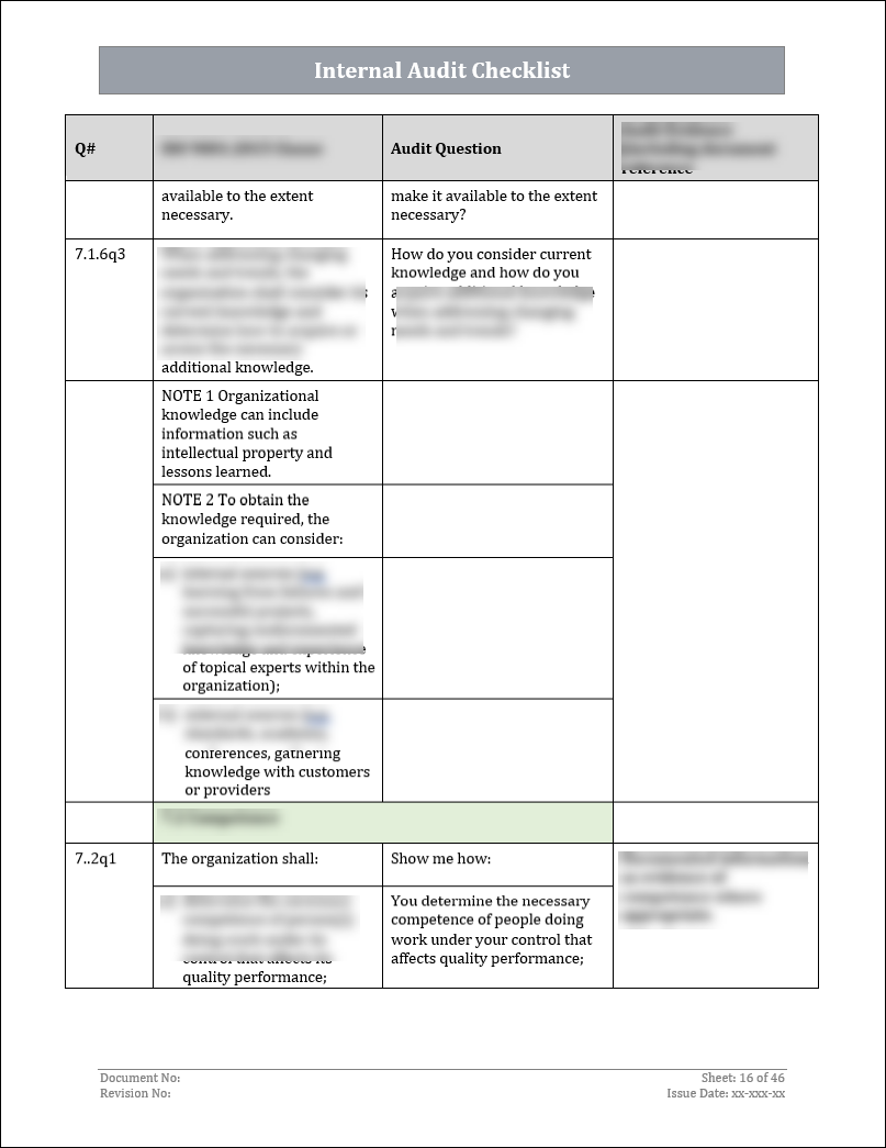 ISO 9001: QMS Internal Audit Checklist (Word) – IT Governance Docs