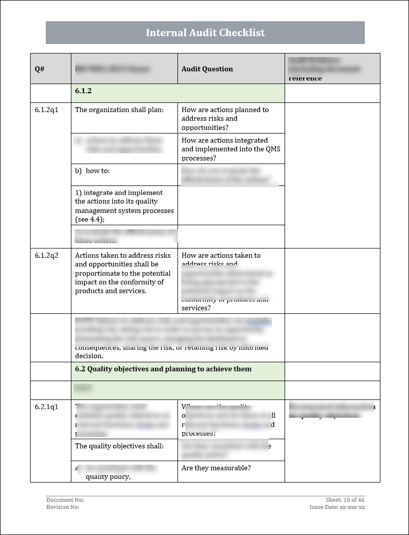ISO 9001: QMS Internal Audit Checklist (Word) – IT Governance Docs