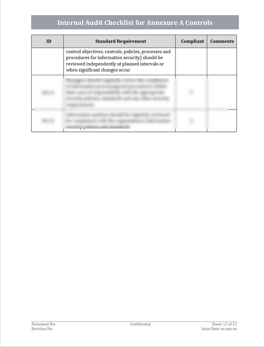 Internal Audit Checklist Template for Annexure A Controls – IT ...