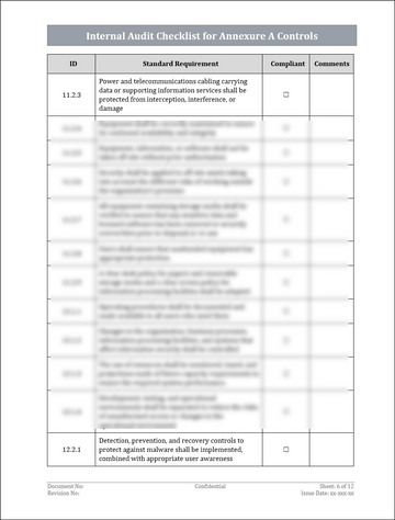 Internal Audit Checklist Template for Annexure A Controls – IT ...