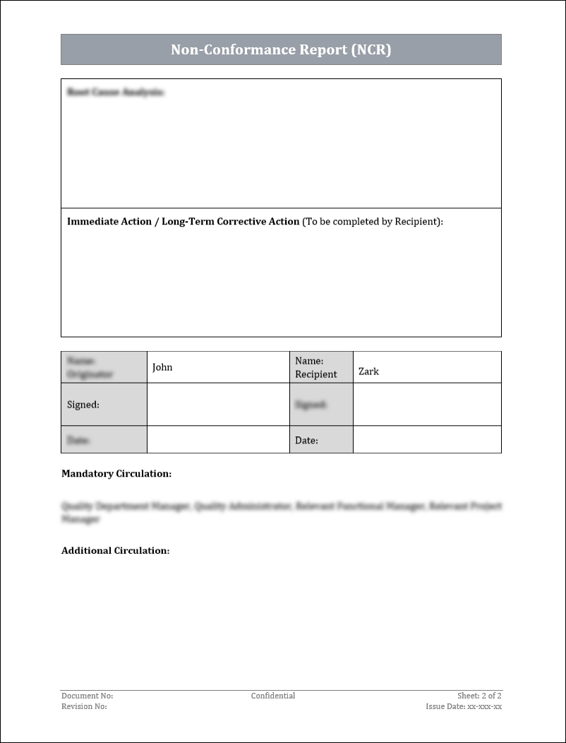 ISO 9001:QMS Non-Conformance Report Template – IT Governance Docs ISO 9001:QMS Non-Conformance Report Template – IT Governance Docs