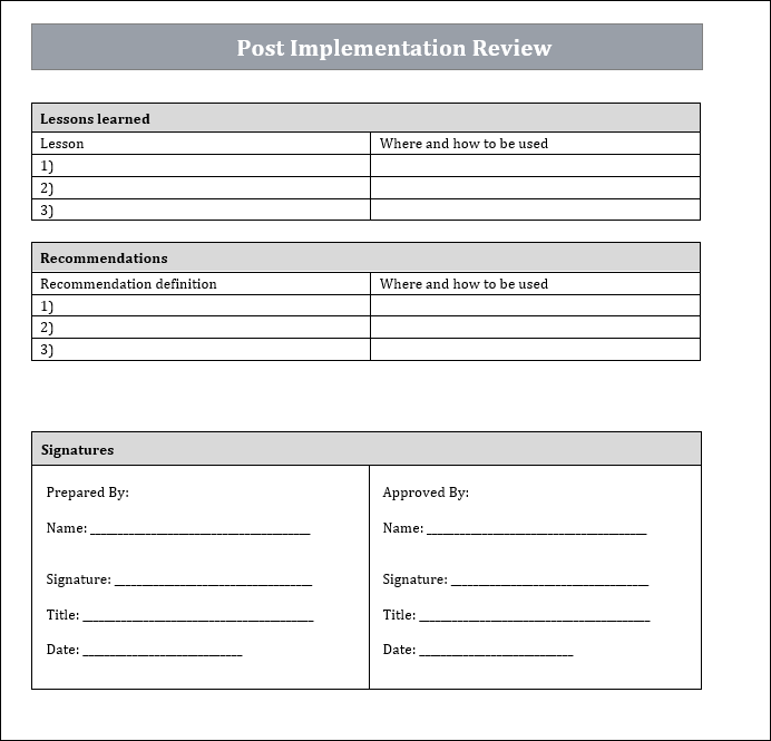 Post Implementation Review It Governance Docs