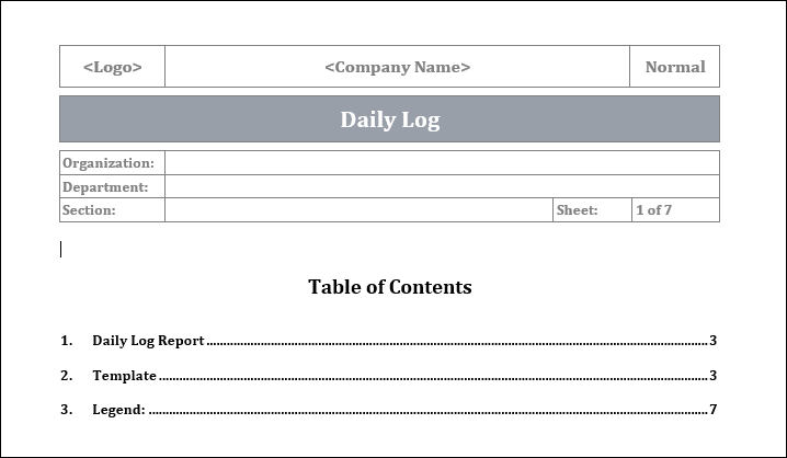 Daily Log Template – IT Governance Docs